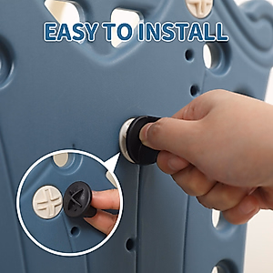 UNICOO Kids Tree House Design Multifunction Bookshelf and Organizer, 3-Tier Bookshelves with 4-Tier Storage Rack, 14 Storage Bins for Nursery, Playroom, Study Room (Blue & Cream)