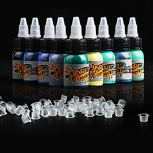 300Pcs Tattoo Ink Caps with 2 Cups Holders - 300Pcs Mix Sizes Disposable Tattoo Ink Cups for Pigment Tattoo Kit, Tattoo Supplies, Tattoo Accessory (#9mm, 13mm, 15mm)