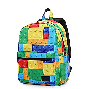 HotStyle TRENDYMAX Little Kids Backpack with Chest Strap, Cute for Preschool Kindergarten Girls Boys, Colorful Blocks