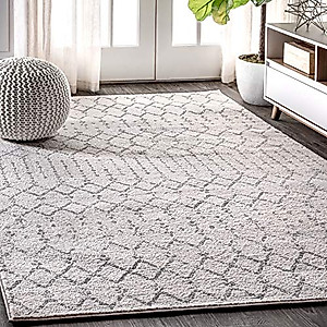 JONATHAN Y MOH101B-5 Moroccan Hype Boho Vintage Diamond 5 ft. x 8 ft. Area-Rug, Bohemian, Southwestern, Casual, Transitional, Pet Friendly, Non Shedding, Stain Resistant, Easy-Washing, Cream/Gray