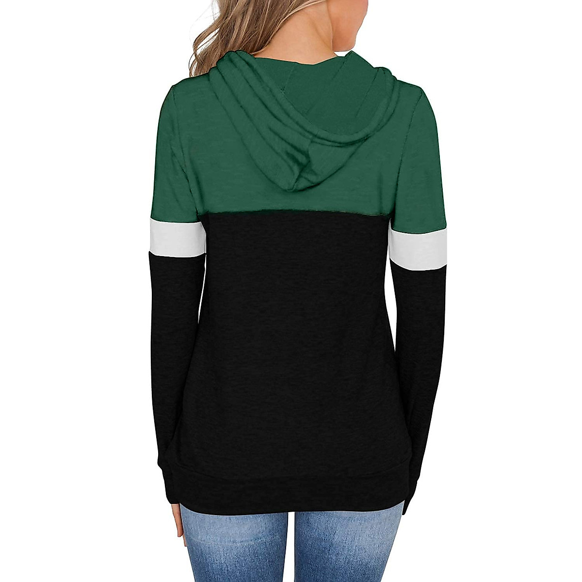 Womens Tops Long Sleeve Shirts Fall Sweatshirts Lightweight Sweaters Sports Hoodies Fashion Outfits Clothes Ladies Casual Tunics Loose Fitting Tees Blouses Green Black Medium
