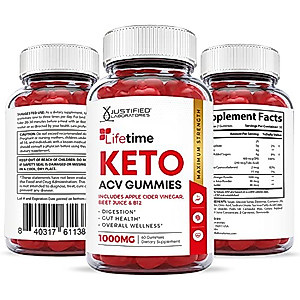 Justified Laboratories (10 Pack) Lifetime Keto ACV Boost Gummies 1000MG with Pomegranate Juice Beet Root B12 600 Gummys