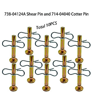OUSTUE 10 pcs Snowblowers Shear Pins Kit - Cotter Pin 714-04040 and Shear Pin 738-04124 730-04124A for MTD Troy-Bilt Snow Blowers Replacement .25 in x 1.5 in