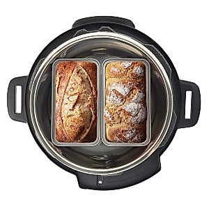 Instant Pot Official Non-Stick Mini Loaf Pans, Set of 2, Versatile for Meatloaf, Lasagna, Desserts, Compatible with 6-Quart and 8-Quart Cookers, Easy Cleanup, Gray
