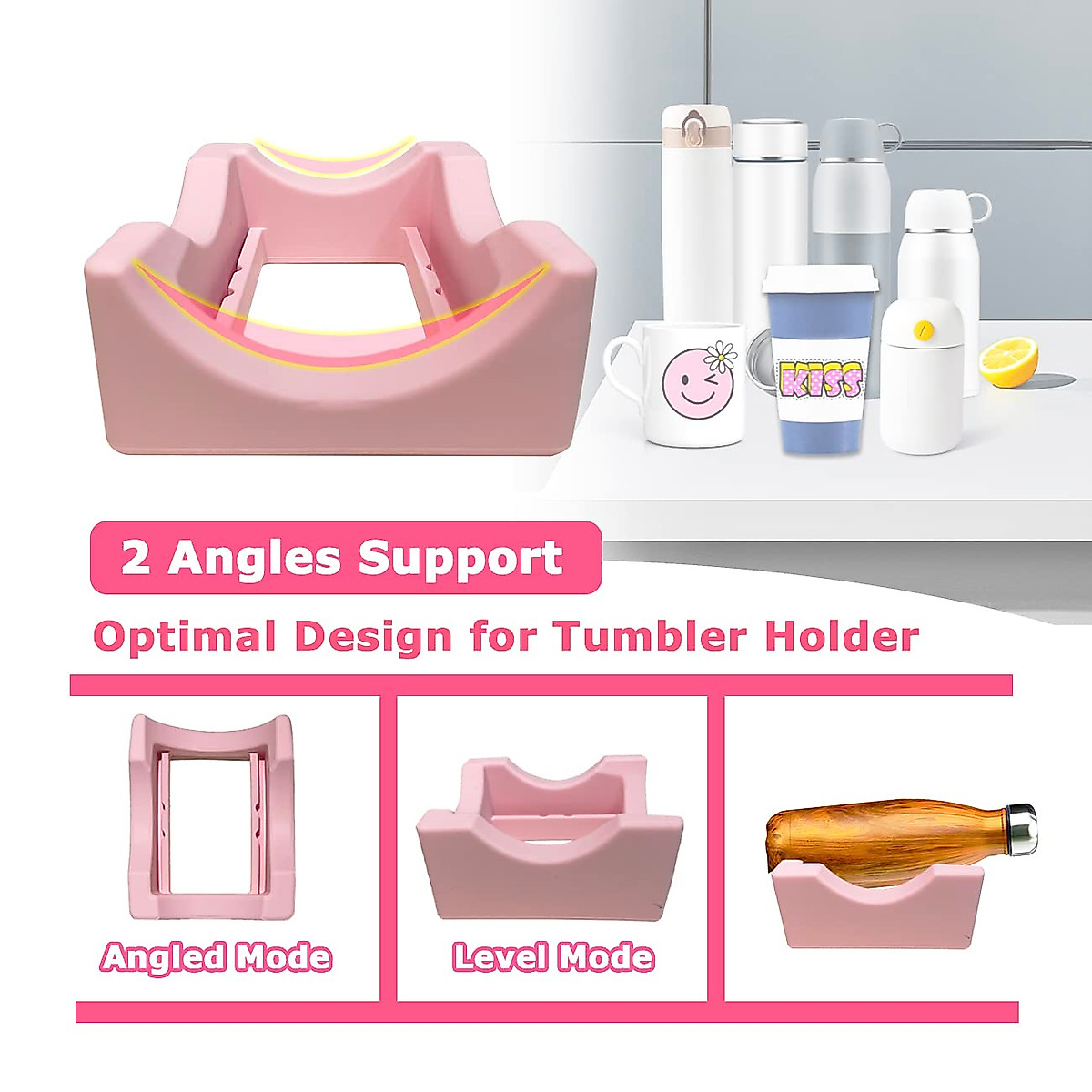 LexRory Silicone Cup Cradle for Tumblers - Tumbler Holder for Crafts with Felt Edge Squeegee - 2 Angles Cups Stand Use to Apply Vinyl Decals for Tumblers Cup Projects