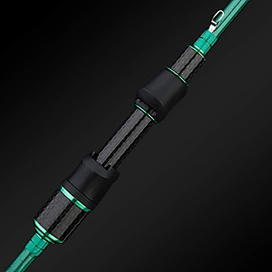 BERRYPRO Ultralight Spinning Fishing Rod, Travel Spinning Rod with Solid Carbon Tip Fast Action(6', 6'6'',7',7'6'') (7'-Ultra Light-2pc)