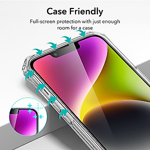 ESR for iPhone 13 Pro Max/iPhone 14 Plus Screen Protector, [9H Hardness] [Military Grade Shatterproof] Full Coverage Ultra-tough Tempered Glass Film, Easy Installation Frame, 2 Pack