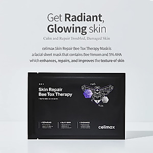 celimax Skin Repair BeeTox Therapy Sheet Mask 10EA | Skin Repairing, Exfoliating, Anti Aging, Lifting, Hydrating, Moisturizing & Soothing, Collagen, Korean Face Masks, 25ml