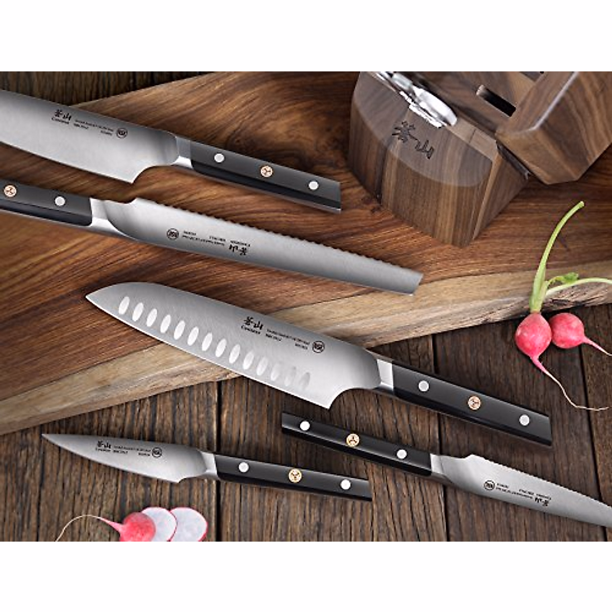 Cangshan TC Series 1021080 Swedish 14C28N Steel Forged 7-Inch Nakiri Knife and Wood Sheath Set