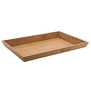 G.E.T. BAMRISERR8 BAMTRY-01 Rectangular 2" Deep Bamboo Serving Tray, 18" x 12"