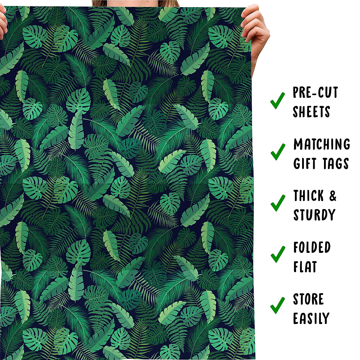 CENTRAL 23 Wrapping Paper (x6) Sheets - Green Leaves and Plants - Eco Gift Wrap for Men and Women - Recyclable - Trendy Design for Girls - For Birthdays