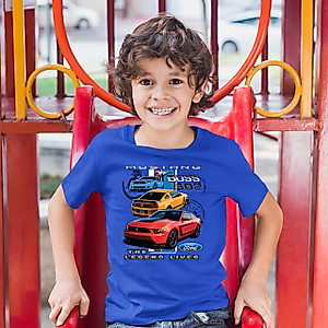 Ford Mustang The Legend Lives Kid's T-Shirt Muscle Performance Boys Girls Tee Royal Blue Medium