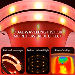 NEWKEY Red Light Therapy Mask for Neck Wrinkle,26 LEDS Red Infrared Light 850nm Neck Line Treatment Device,Wireless LED Neck Mask for Saggy Turkey Crepey Neck