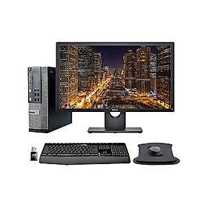 Dell Optiplex 3010 PC with 24-inch FHD Dell Monitor, Wireless Keyboard and Mouse, Gel Mousepad, WiFi, Intel i5, 8GB Memory, 240GB SSD Storage, Windows 10 (Renewed)