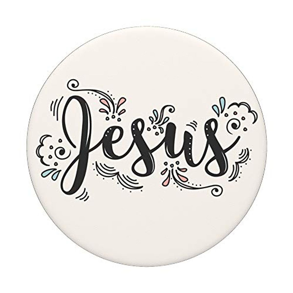 Black white vintage floral hand drawing Jesus Christian Gift PopSockets PopGrip: Swappable Grip for Phones & Tablets