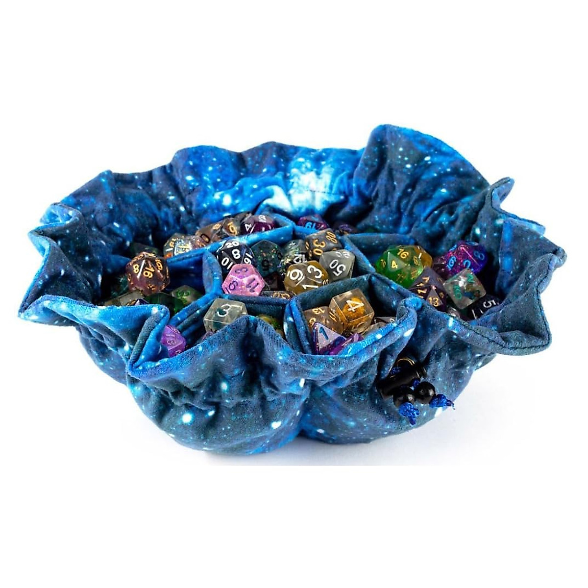 FanRoll Velvet Compartment Dice Bag with Pockets: Galaxy, Role Playing Game Dice Accessories for Dungeons and Dragons