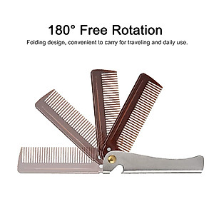 Beard Comb, Natural Wood Mustache Comb Folding Beard Comb for Combing Both Hair and Beard, 12x3.5x1cm