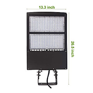480V 300W LED Parking Lot Lights, 42000LM 1000W MH/HPS Equiv. Surge Protection 5000K DLC UL LED Shoebox Lights for Sports Court Parking Lot, Trunnion Mount