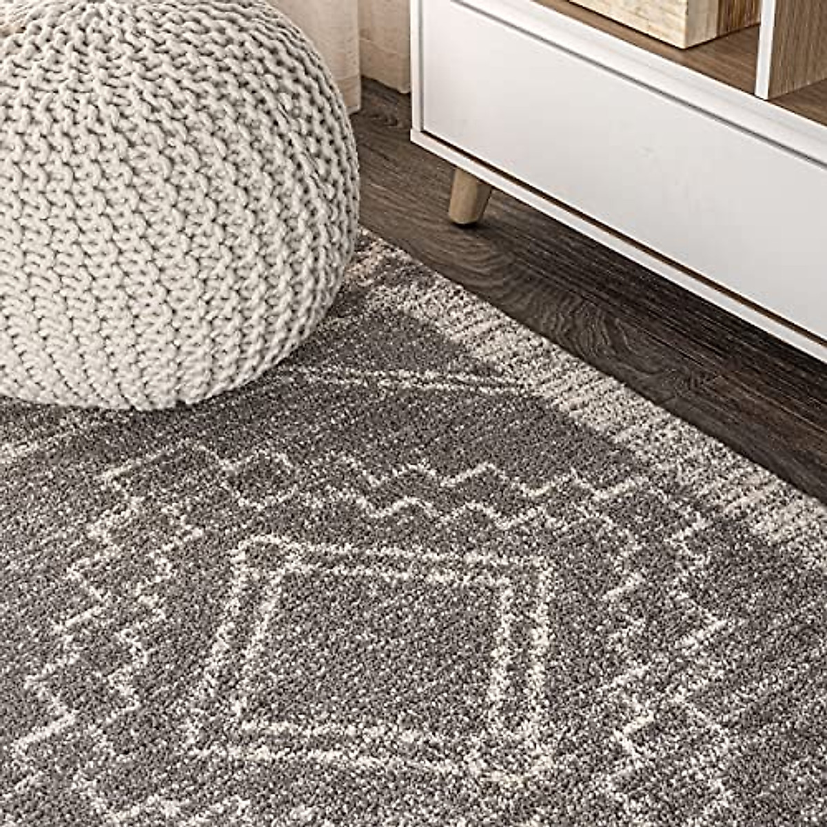 JONATHAN Y MOH200C-8 Amir Moroccan Beni Souk Indoor Area-Rug Bohemian Farmhouse Rustic Geometric Easy-Cleaning Bedroom Kitchen Living Room Non Shedding, 8 X 10, Gray,Cream