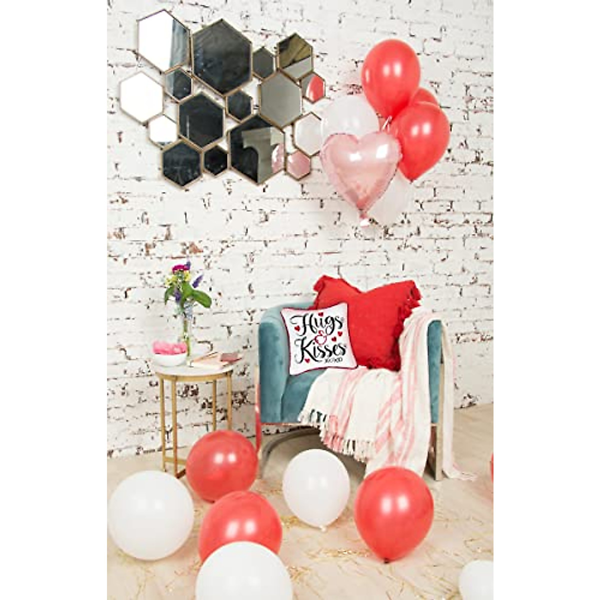 C&F Home Hugs & Kisses Embroidered Throw Pillow Red 10" X 10" Valentines Soft Woven Pillow with Filling for Couch Sofa Bed Chair Cotton Decor Decoration 10 x 10 Red