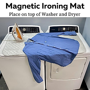 Evelots Ironing Mat Pad for Top of Washer, Dryer, Table - Portable Iron Board Replacement - 8 Strong Magnets - Heat Resistant - Extra Long 48 Inches