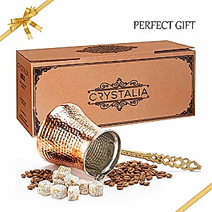 Volarium Turkish Coffee Pot, Greek Arabic Coffee Maker, Hammered Copper Coffee Cezve, Stove Top Coffee Maker (Large)