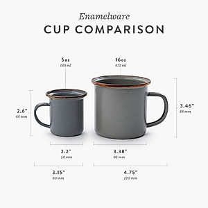 Barebones Enamel Cup - Enameled Steel Mug Set of 2 14-oz - Stainless Steel Rim for Camping and Outdoor Use- Slate Gray