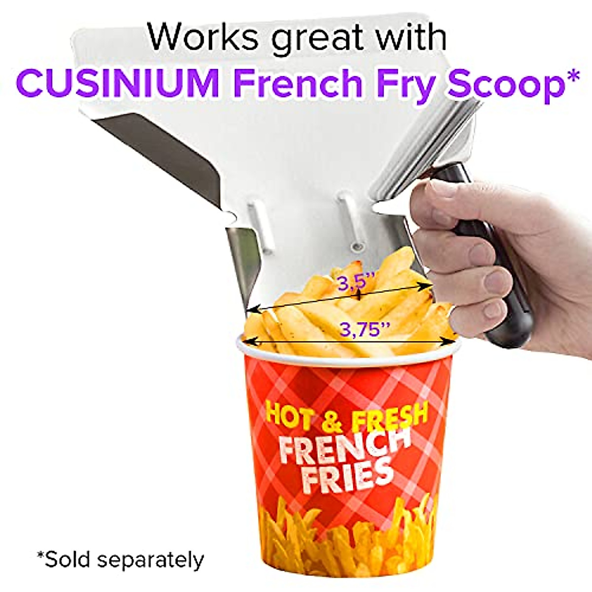 CUSINIUM [16 oz] 50-Pack French Fry Cups (Red) - Disposable Paper French Fry Holders