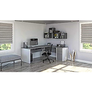 Bestar Universel 72W L-Shaped Desk in Slate & Sandstone