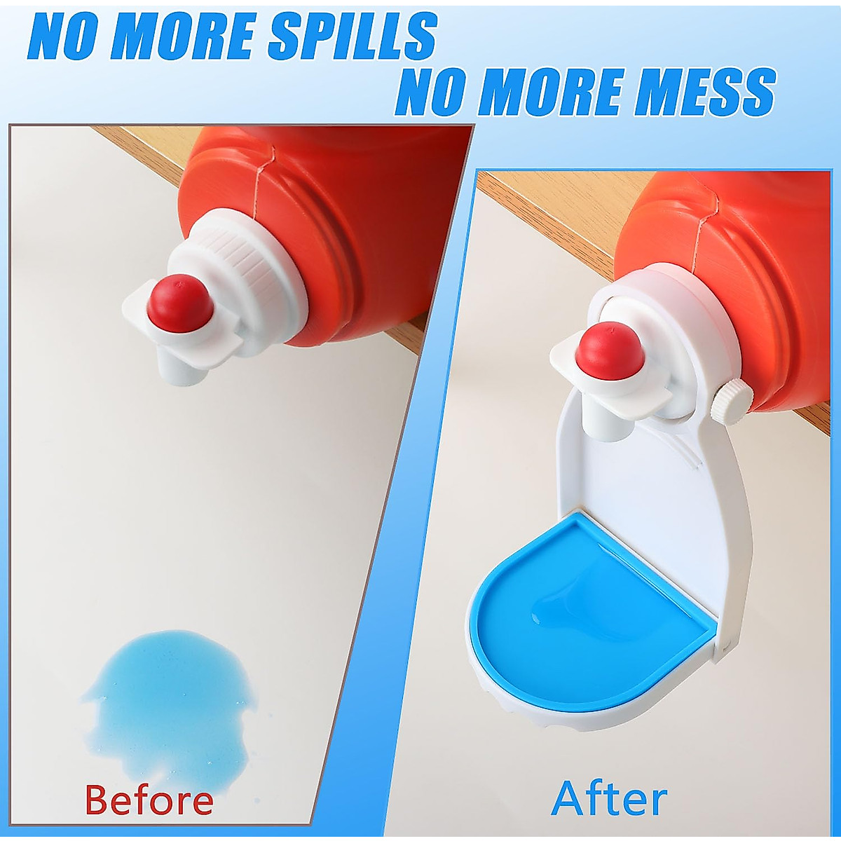 HINSOCHA Laundry Detergent Cup Holder & Drip Tray (2-Pack), No-Mess Drip Catcher with Fixed Screw and Removable Silicone Mat, Blue