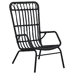 vidaXL Poly Rattan Black Patio Chair - Weather-Resistant Outdoor Seating Furniture with Powder-Coated Steel Frame - Easy to Assemble