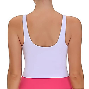 THE GYM PEOPLE Women's Sports Bra Sleeveless Workout Tank Tops Running Yoga Cropped Tops with Removable Padded White