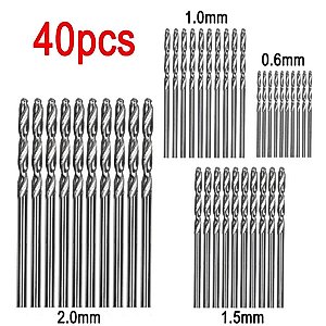 Newii 40Pcs Titanium Coated High Speed Steel Drill Bit Set Tool 1/1.5/2/2.5/3mm, Silver