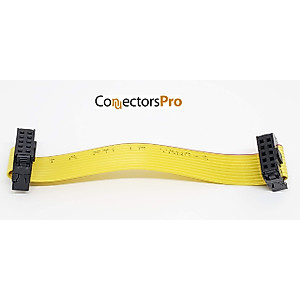 Connectors Pro Pc Accessories 5-Pack 8" 20cm F/F IDC 2x5 10P Yellow Flat Ribbon Cable, 7 Inches 18cm Net Length with 2.54mm 0.1" Pitch FC 10 Pins Female to Female (10P-20cm-5PK)