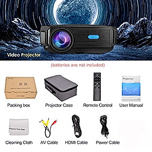 Video Projector, 2.4G/5G Mini Projector Native 1080p WiFi Projector 9200L Full HD Bluetooth, 4K Support| 200'' Portable Outdoor,Home,Projector for Phone/PC/ Laptop/ PS4/Xbox[Bag Included], Black