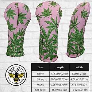 Pink Marijuana Leaf Driver 460cc Club Headcover Handmade by BeeJos