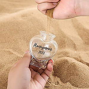 Honeymoon Sand Keepsake Jar, Romantic Honeymoon Gifts for Newlywed Couple, Bride & Groom, Bridal Shower Gifts, Wedding Registry, Engagement, Unique Travel Gift Ideas, Honeymoon Essentials (Heart Shaped Jar-2023)