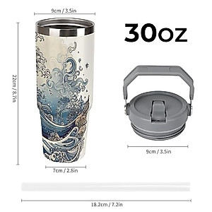 SYJTGDE Large Capacity Car Cup Blue Wave Style Fashionable Upgrade Car Cup Advanced And Beautiful Travel Cup