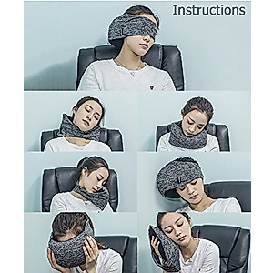 7777777 2 in 1 Travel Pillow and Eye Mask Ultra Soft Neck Pillow Compact and Versatile Travel Voyage Pillow Portable for Airplanes, Cars, Office Naps, Camping, Trains