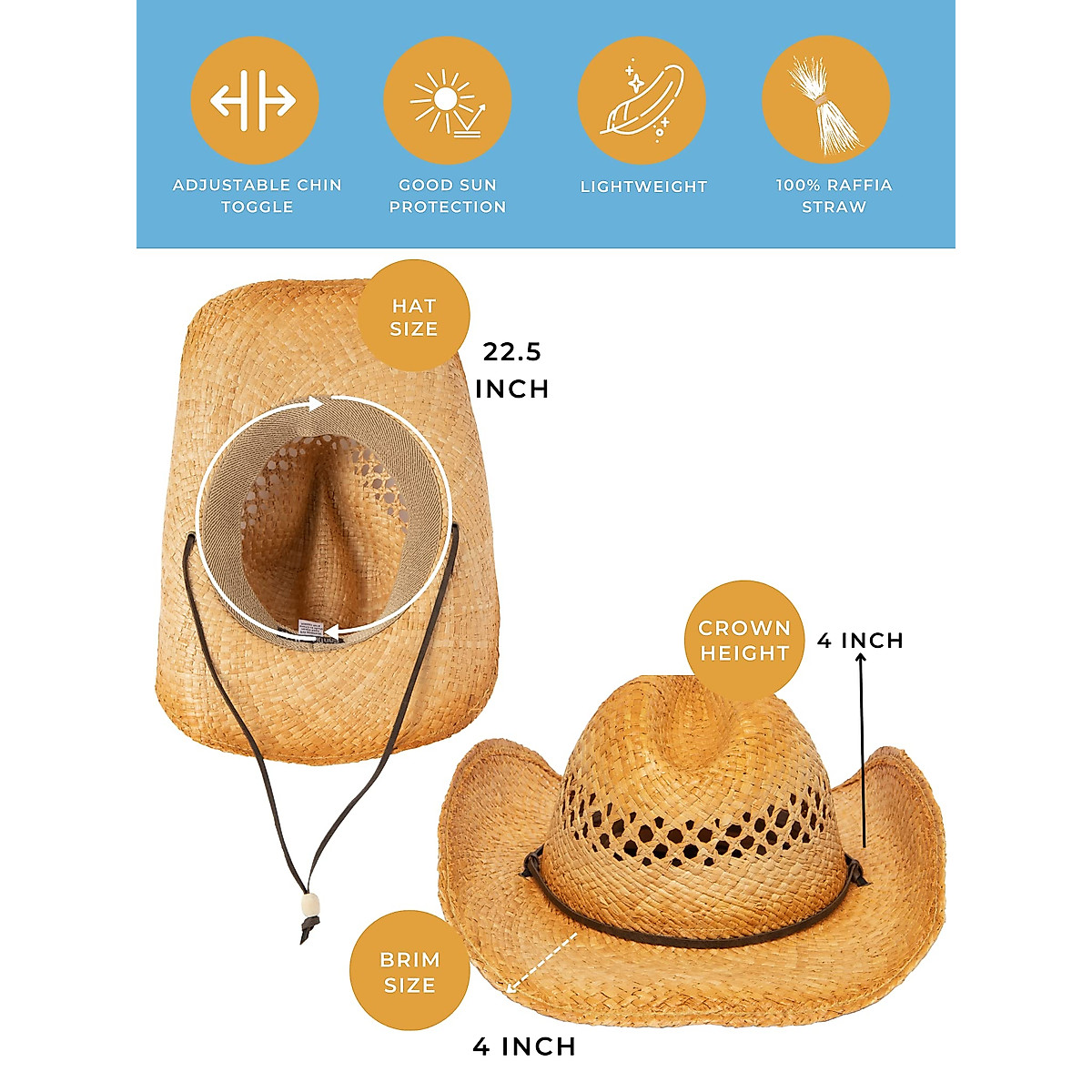 San Diego Hat Company Women's One Size Tea Stain Cowgirl Hat