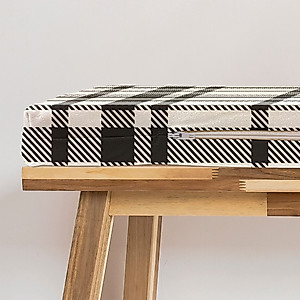 Ambesonne Plaid Bench Cushion for Kitchen & Bedroom Tartan Pattern Graphic Grid Art Design with Traditional Influences Standard Size Foam Pad and Decorative Fabric Cover 45" x 15" x 2" Charcoal White