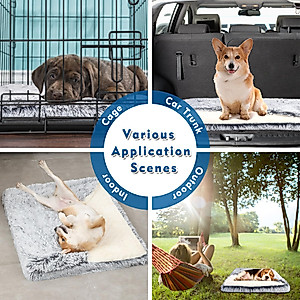Dog Bed with Cover Cave, Orthopedic Dog Bed with Blanket, 33.5 * 27.6'' Rectangle Pet Crate Bed Cozy Cuddler Mat, Anti-Anxiety Memory Foam Calming Pad for Puppy Cat with Removable Washable Cover