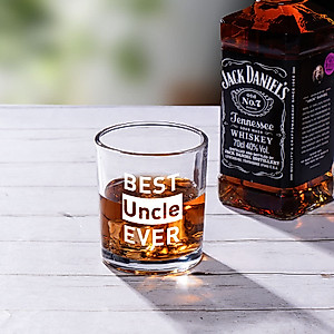 Best Uncle Ever Whiskey Glass, Funny Dad Gift for Him Uncle Dad Grandfather Husband, Special Uncle Rock Glass for Father’s Day Birthday Christmas Retirement, 10 Oz