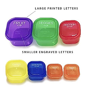 Home Spirit Proper Portions Containers for Weight Loss for Adults, 21 Day Diet and Food Plan, Bariatric Portion Control Cups, 2 Sets of 14 Containers, Sized for Daily Calorie Intake 2pk