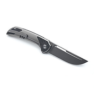 Miguron Knives M Eriko Flipper Folding Knife 3.5" M390 Blade Titanium Handle Carbon Fiber Inlay Pocket Knife MGR-610BK