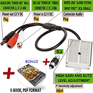 CCTV Microphone Security Microphone Audio Outdoor CCTV Gift RCA Tiny Surveillance Microphone DVR High Sensitive Preamp Amplified Pickup Device Mic External Camera Sound Waterproof Best Metal Case