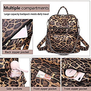 Women Fashion Backpack Purse, Convertible Daypack Colorful Strap Shoulder Handbags (Leopard Tassel)
