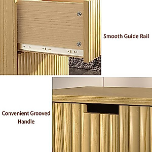 WiberWi Nightstand, Side Table, Farmhouse End Table with 2 Drawers and Open Storage, Bedside Table for Bedroom, Living Room and Small Spaces, Night Stand with Solid Wood Legs, Natural