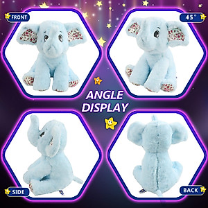 BSTAOFY Light up Elephant Soft Plush Toy Cozy Floppy LED Stuffed Animals Lullabies Nightlight Bedtime for Kids Birthday Valentines for Toddlers 12‘’