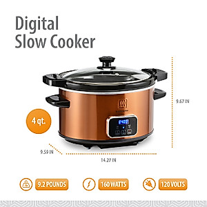 Toastmaster 4-Quart Digital Slow Cooker with Locking Lid (Copper)